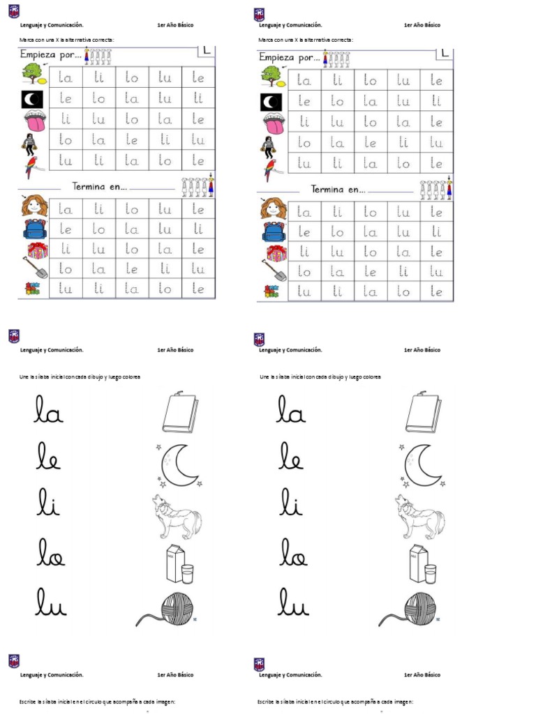 Actividades de la letra L para 1er Básico | PDF