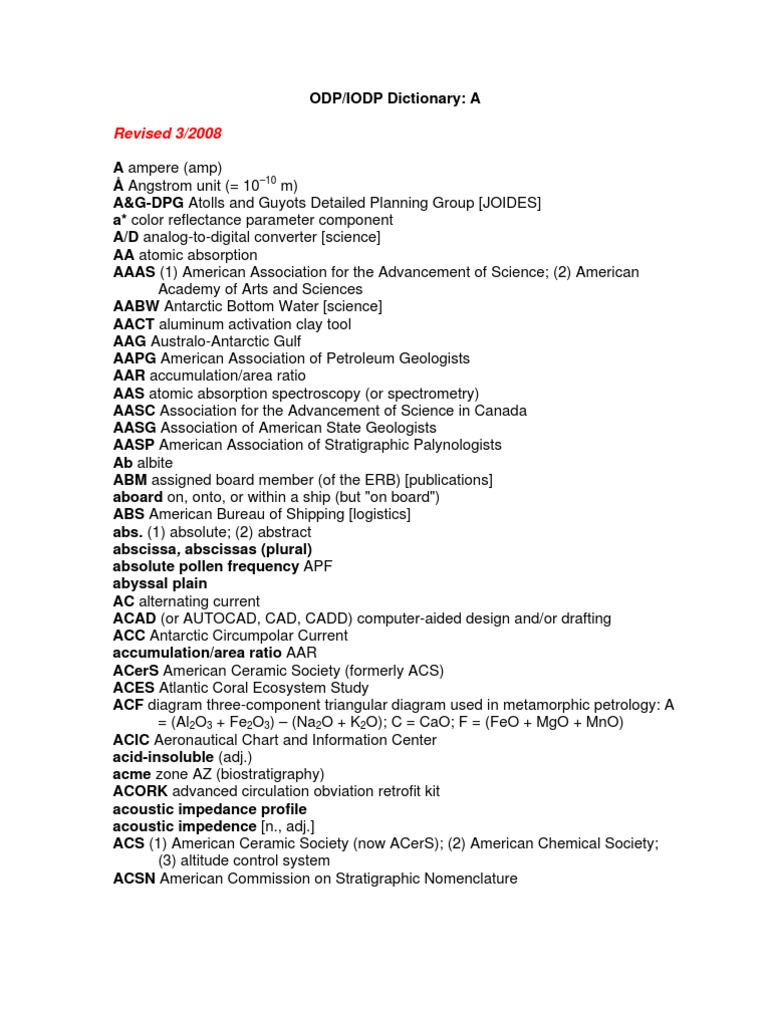 ODP/IODP Acronyms and Definitions | PDF | Drilling Rig | Electron ...