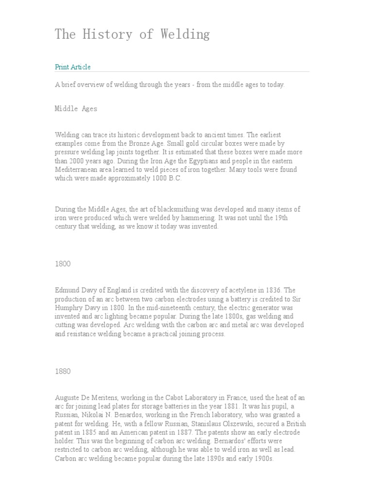 History of Welding | PDF | Welding | Construction