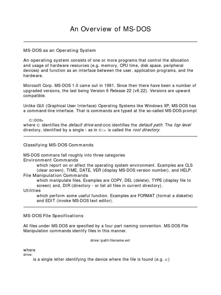 An Overview of MS-DOS | PDF | Filename | Computer File