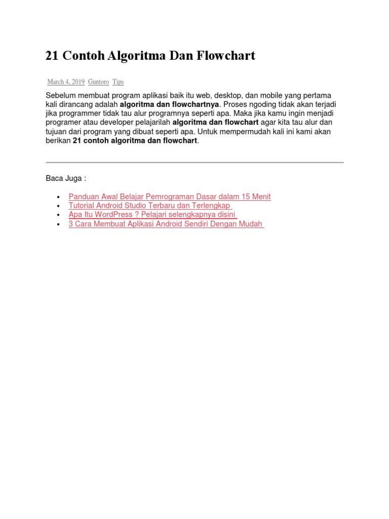 21 Contoh Algoritma Dan Flowchart | PDF