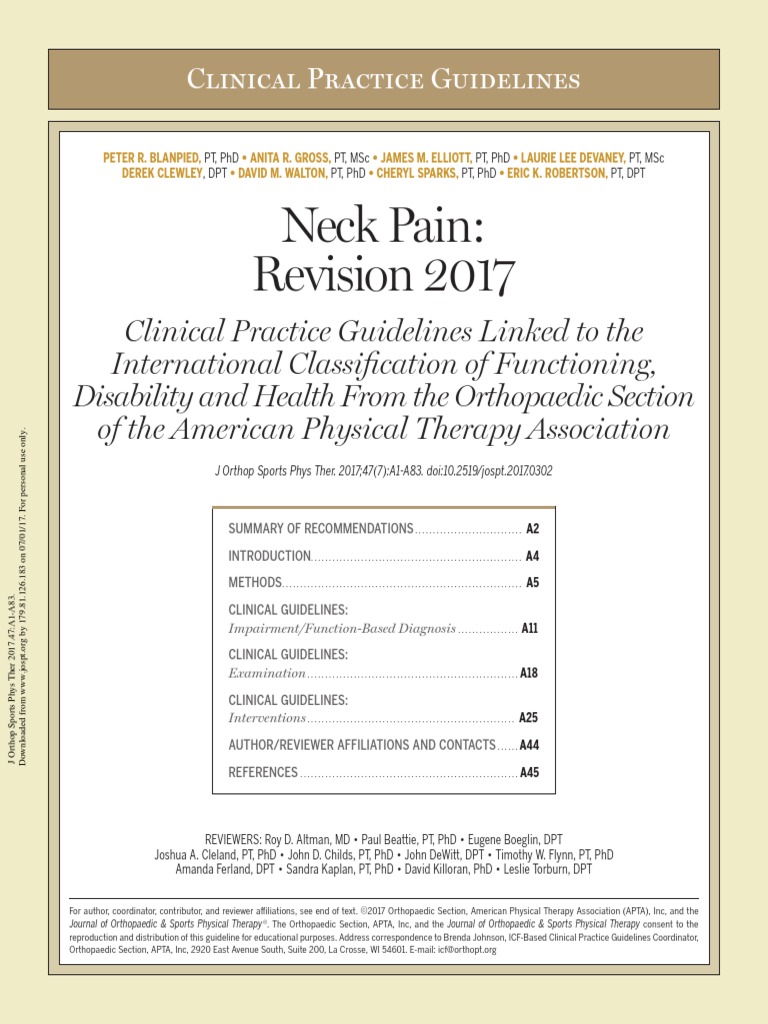 Neck Pain Revision 2017 | PDF | Evidence Based Medicine | Physical Therapy