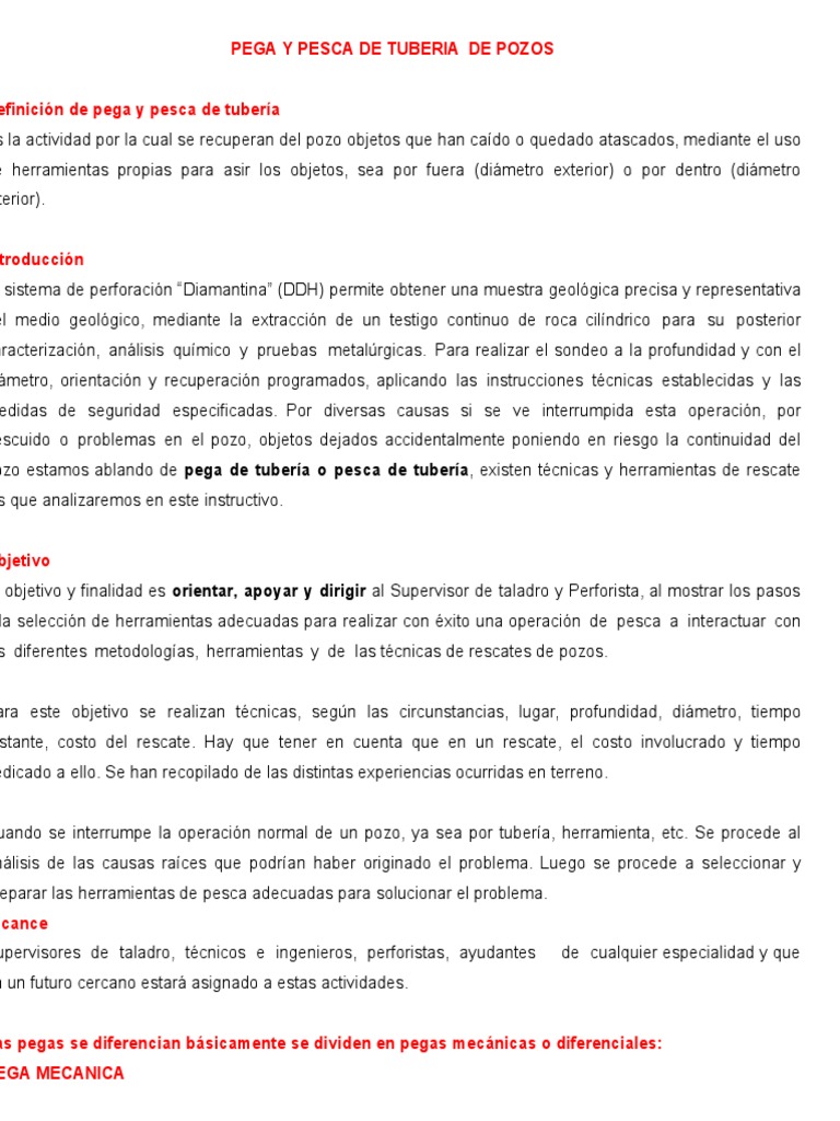 Guía para realizar operaciones de rescate de tubería atascada en pozos ...