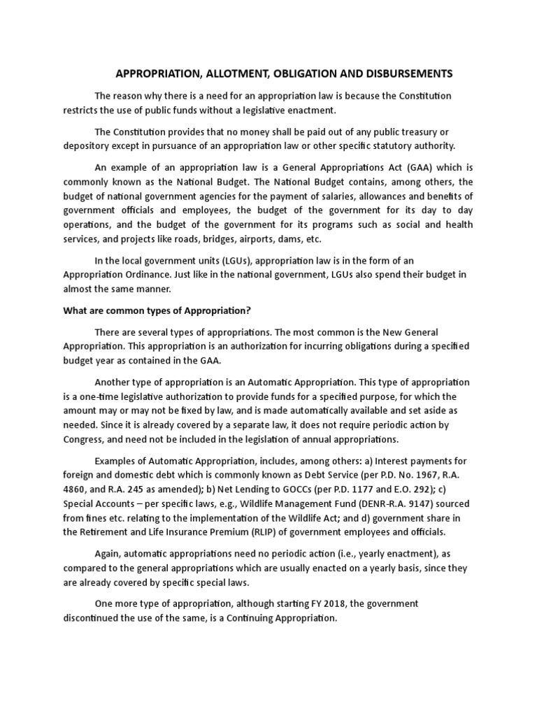 Budget 101 Notes | PDF | Appropriation (Law) | Budget