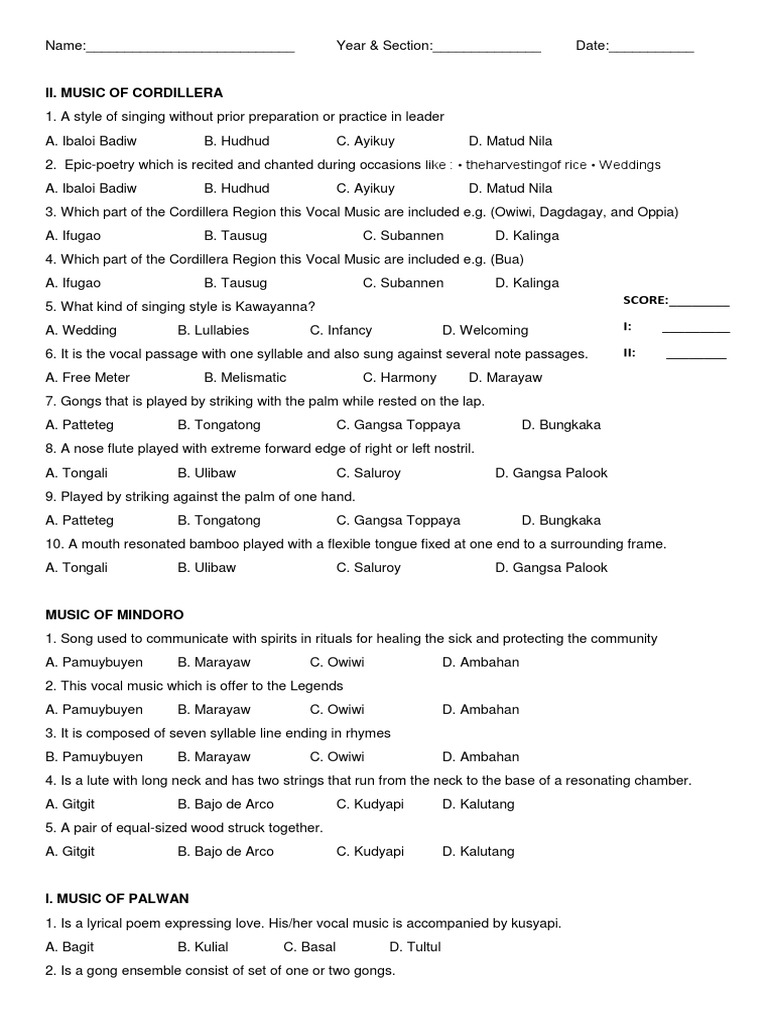 Music QUIZ For G7 2nd Grading | PDF | String Instruments | Musical ...