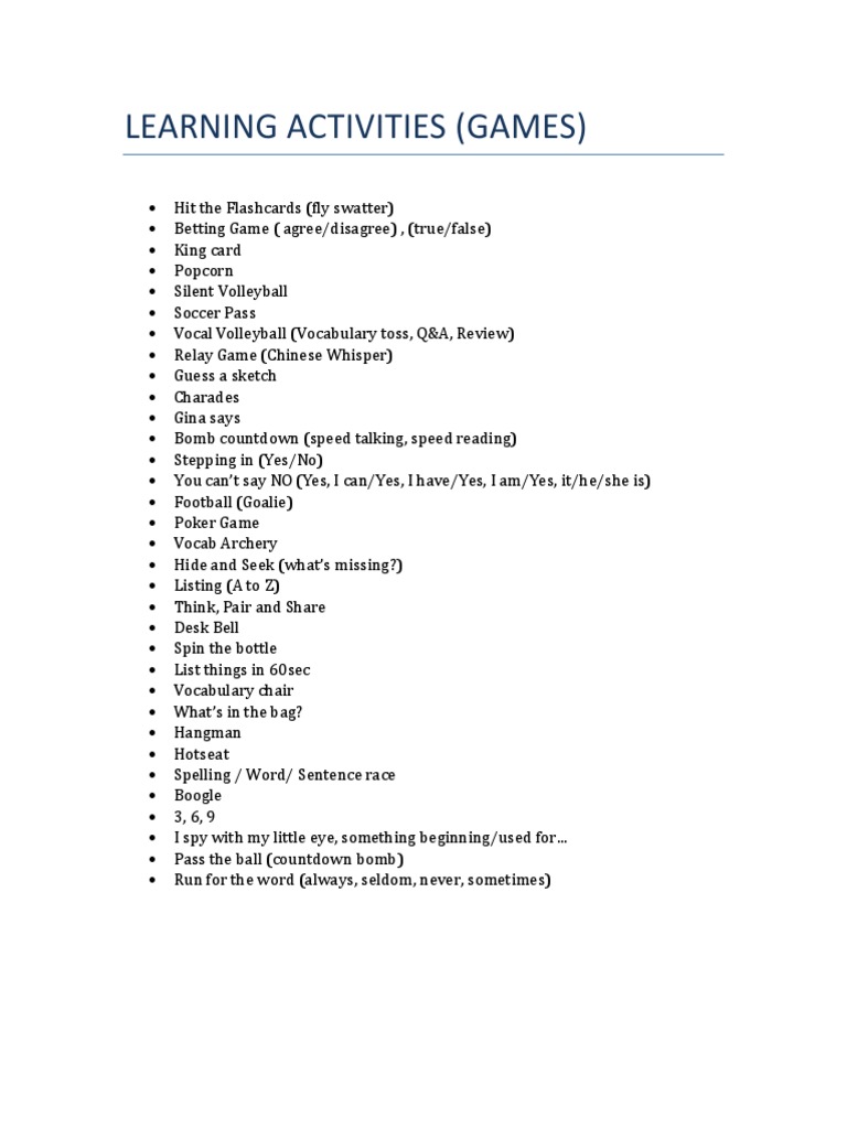 Learning Activities | PDF