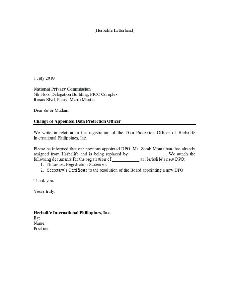 Herbalife NPC Cover Letter | PDF | Career & Growth | Business