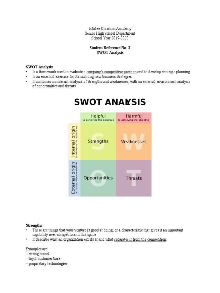SRM 3 - Swot Analysis | PDF | Swot Analysis | Strategic Management