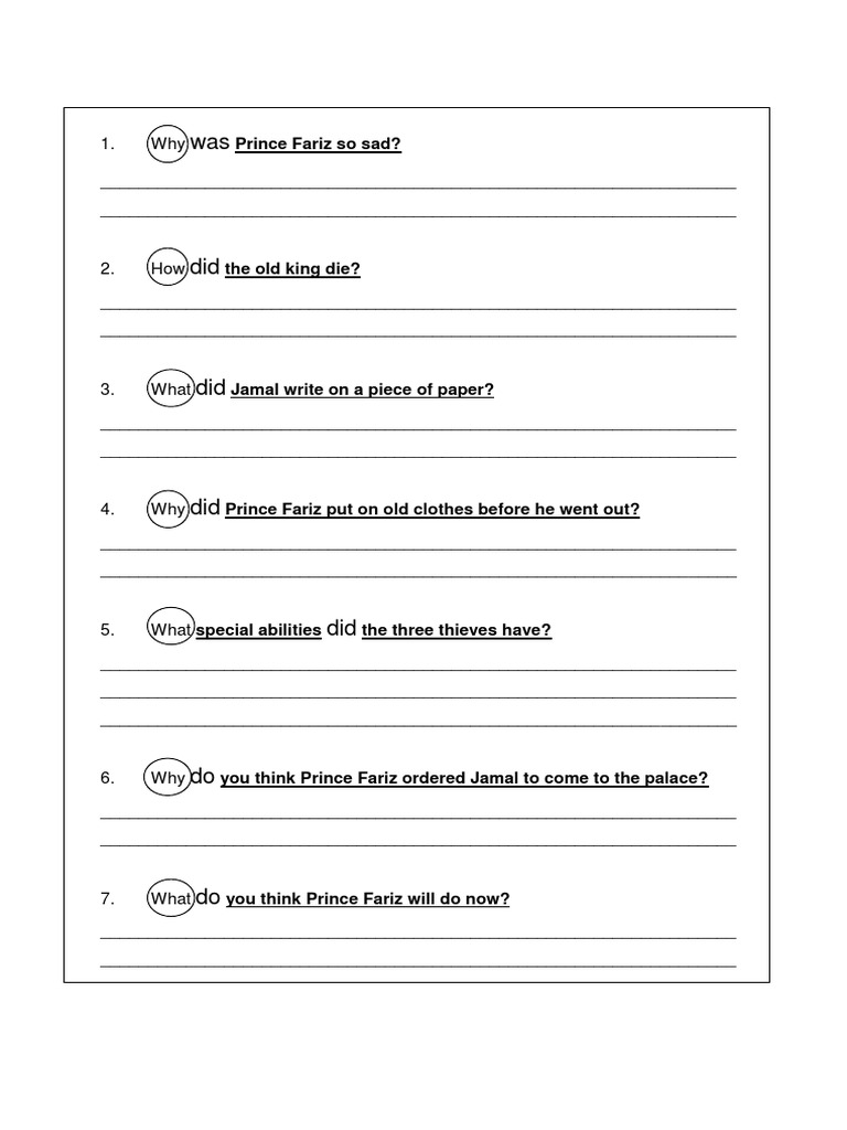 Thieves Worksheet: Story Analysis Questions | PDF | History