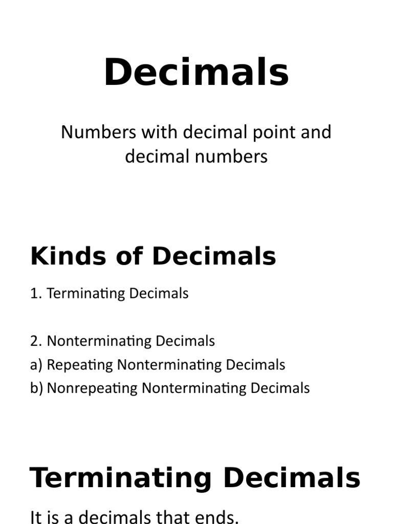 Decimals: Numbers With Decimal Point and Decimal Numbers | PDF ...