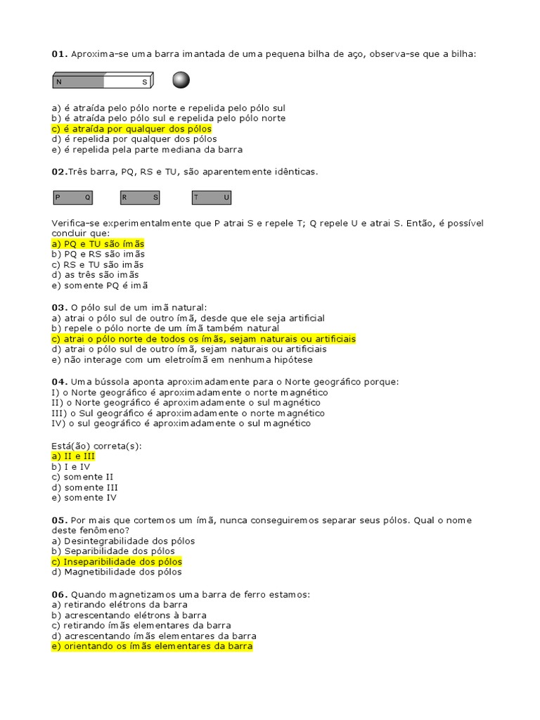 Exercício de Magnetismo e Eletromag | PDF | Campo magnético | Magnetismo
