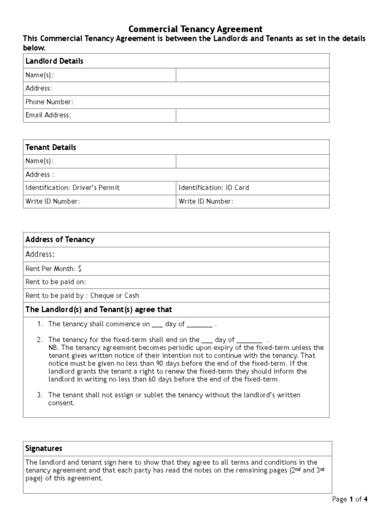 New Commercial Tenancy Agreement | PDF | Leasehold Estate | Landlord
