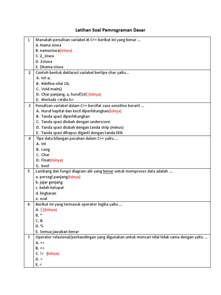 Dasprog Kisi Kisi | PDF