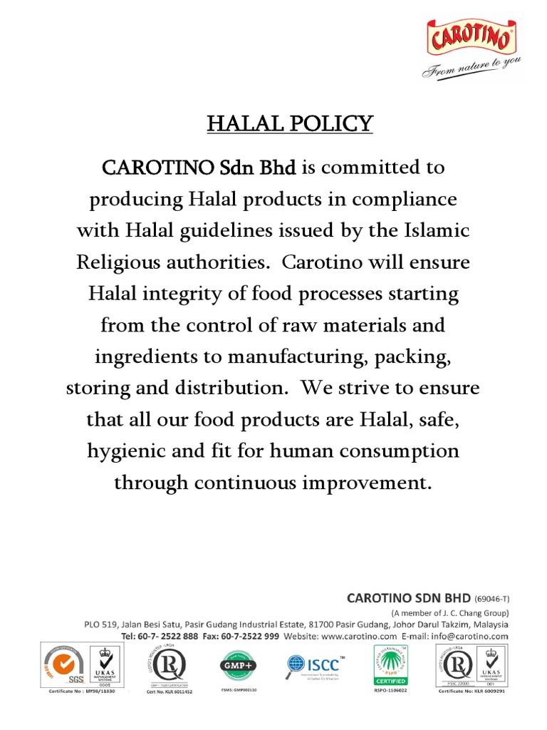 Sample Halal Policy
