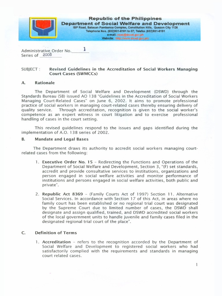 DSWD Guidelines for Social Worker Accreditation | PDF | Social Work ...