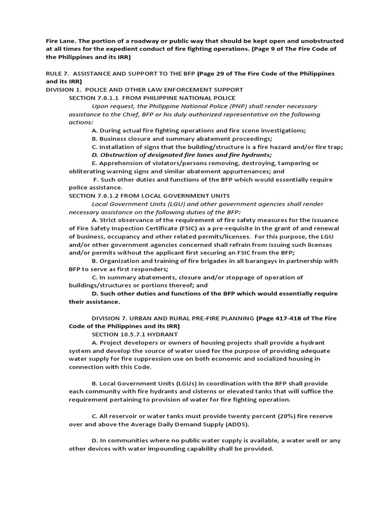 D. Obstruction of Designated Fire Lanes and Fire Hydrants | PDF | Fire ...