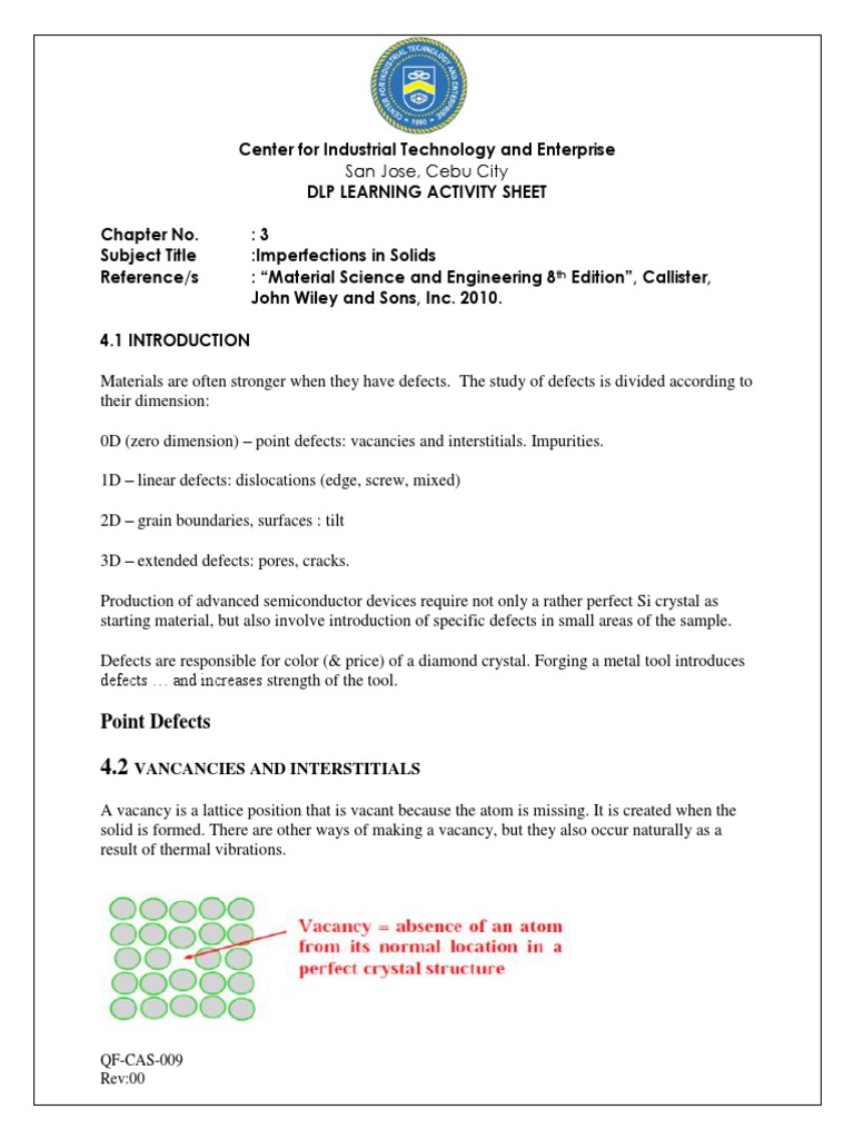 Understanding Defects in Solids: A Comprehensive Review of Point, Line ...