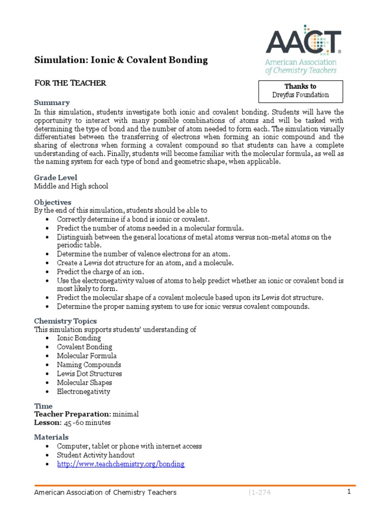 Simulation Bonding | PDF | Covalent Bond | Chemical Compounds