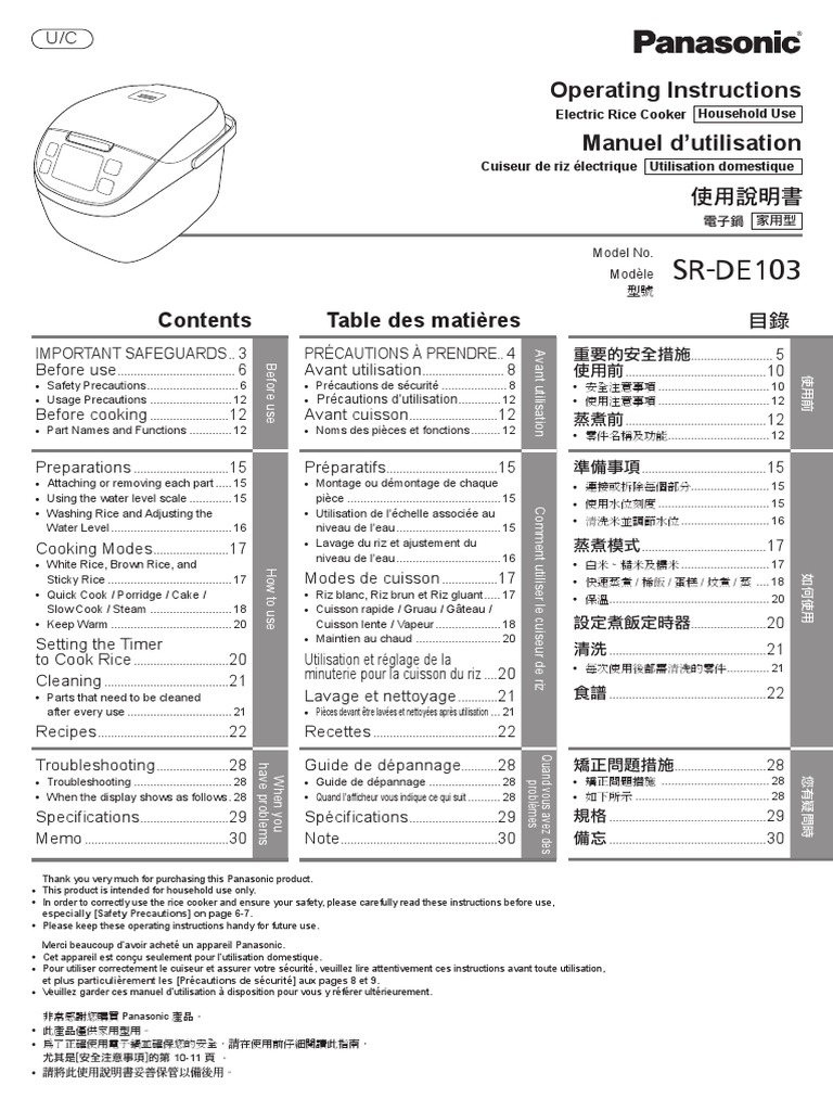 Rice Cooker Manual PDF | PDF | Brûlure | Dangers