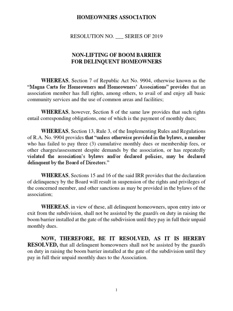 Hoa Resolution | PDF