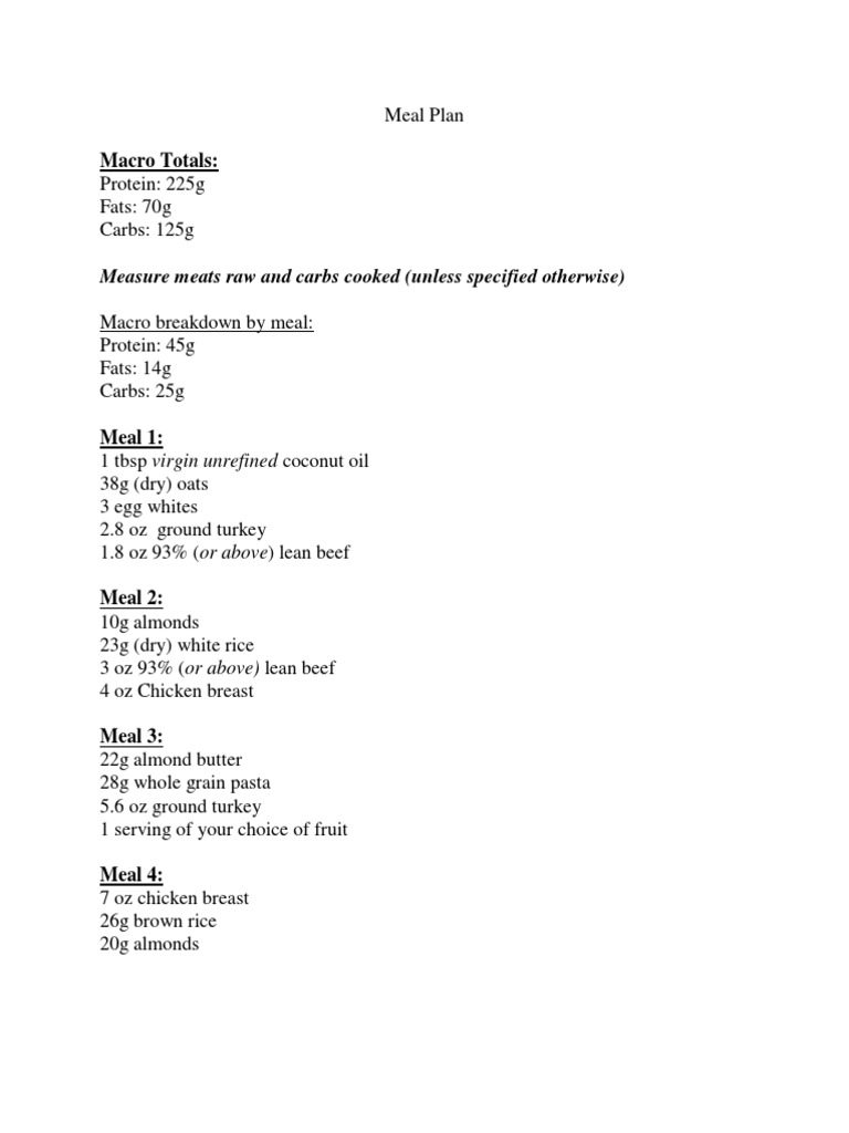 Sample Nutrition Plan 3 | PDF