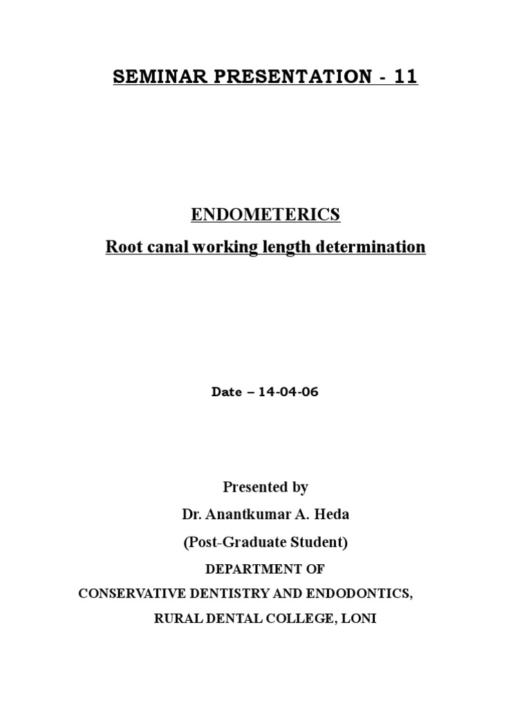 Working Length in Endodontics Explained | PDF | Human Tooth | Mouth