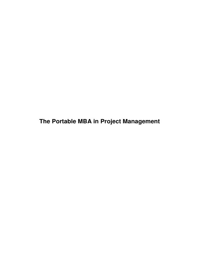 The Portable MBA in Project Management - CONTENTS | PDF