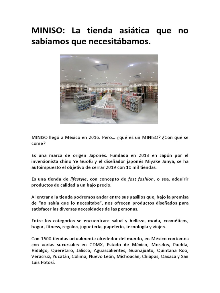 Reportaje MINISO | PDF