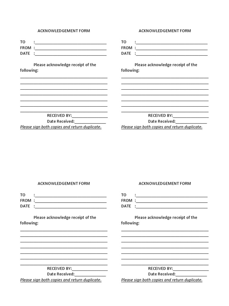 Acknowledgement Form | PDF | Business Documents | Service Industries