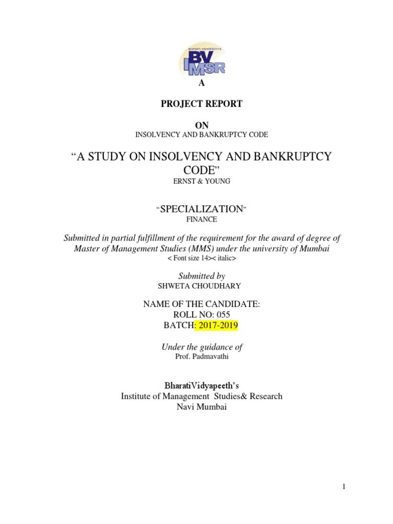 Ey Project New | PDF | Insolvency | Bankruptcy