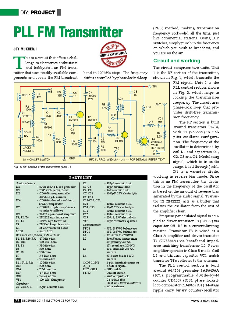 PLL FM Radio | PDF | Printed Circuit Board | Coaxial Cable