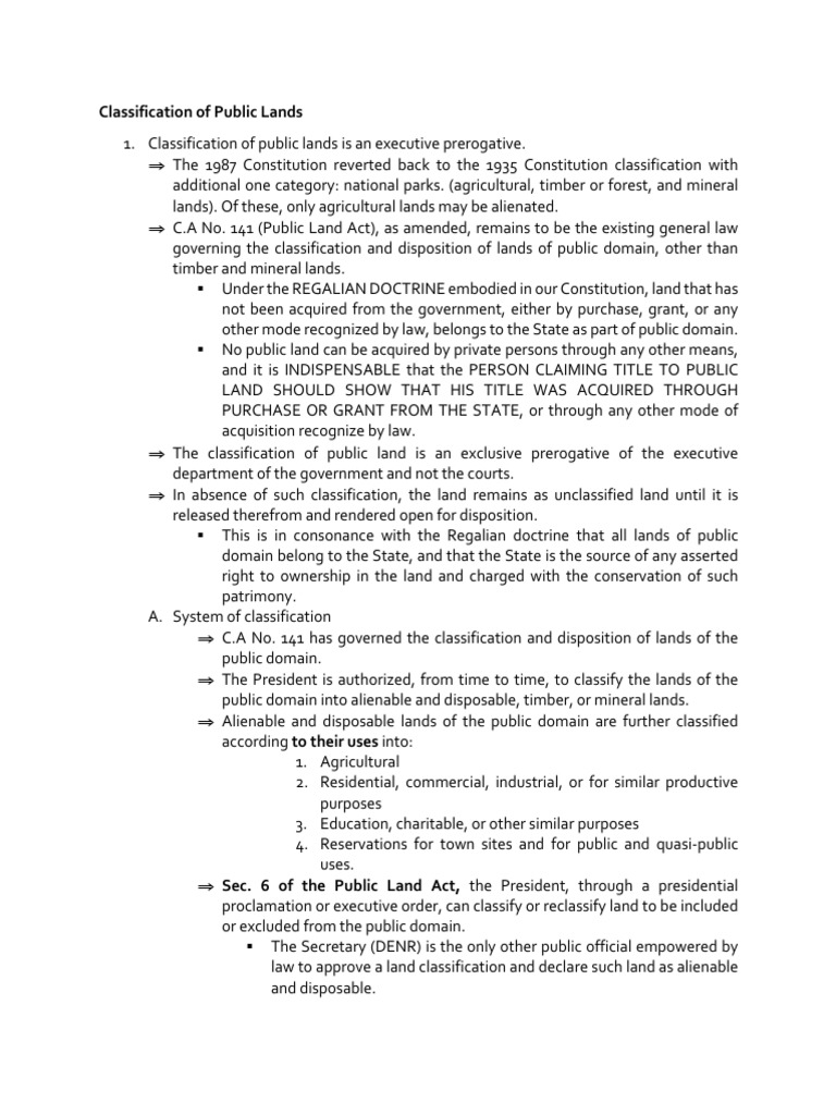 Classification of Public Lands | PDF | Ownership | Common Law