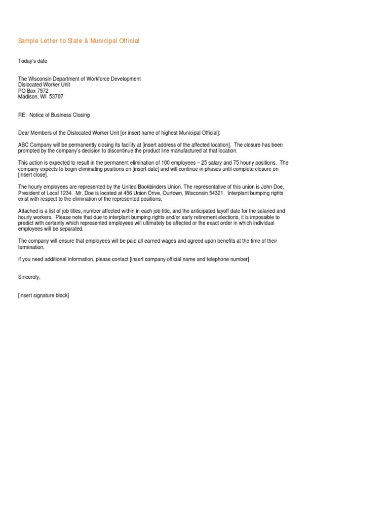Sample Letter To State Municipal Official | PDF