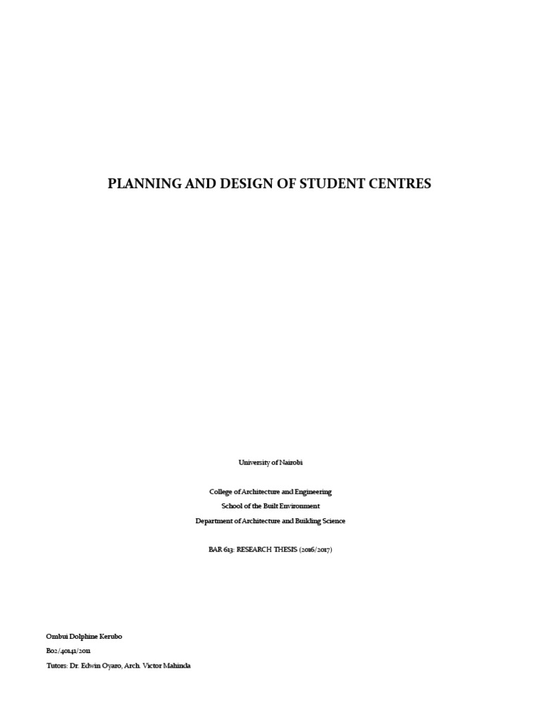 Planning and Design of Student Centres PDF | PDF | Kenya | Design