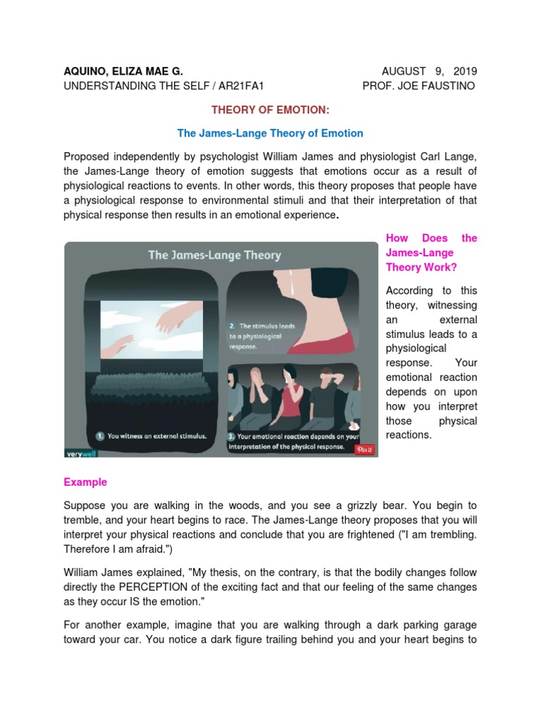 Aquino, Eliza Mae G.: The James-Lange Theory of Emotion | PDF ...