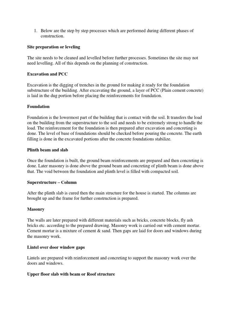 Step-by-Step Home Construction Guide | PDF | Wall | Foundation ...