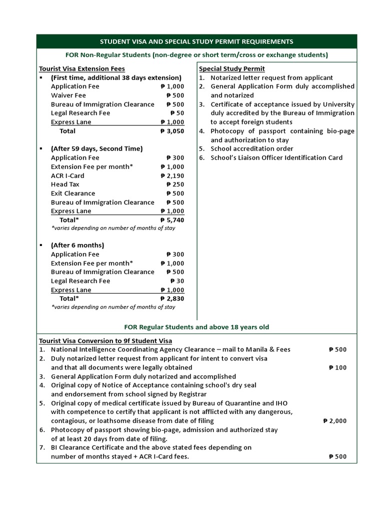 Student Visa and Special Study Permit Information | PDF | Travel Visa ...
