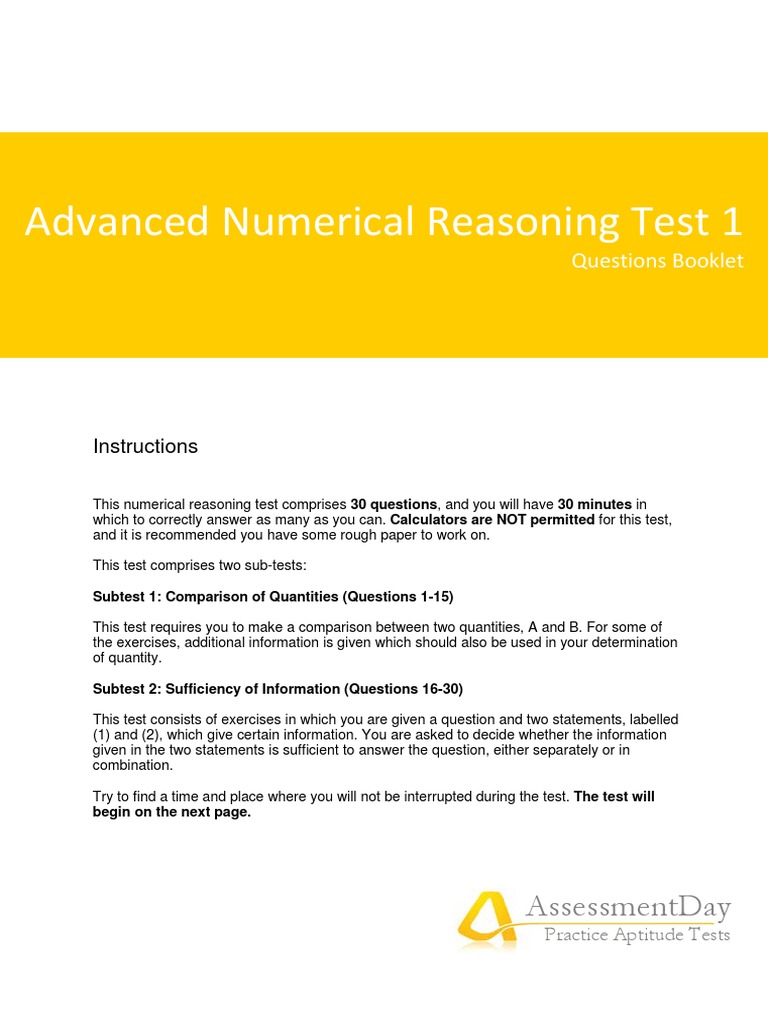 Advance Numerical Reasoning Test | PDF | Present Value | Weight