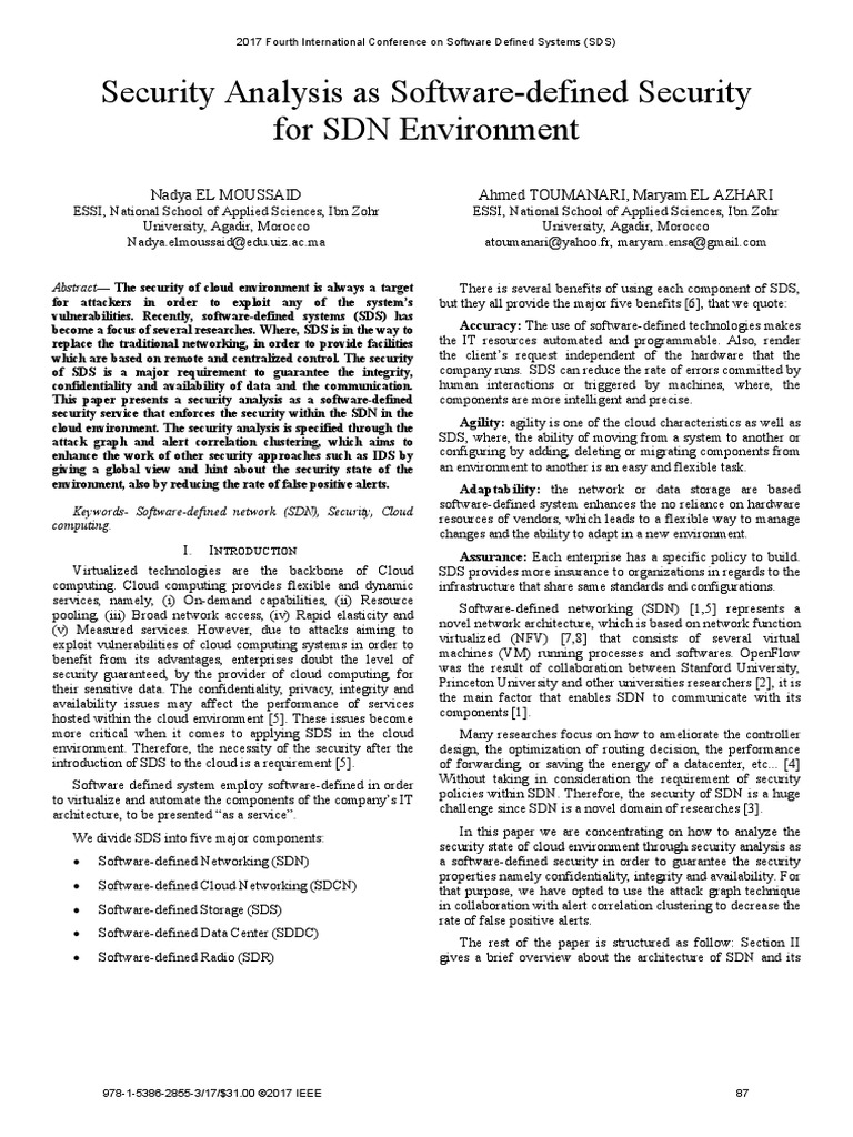 Security Analysis As Software-Defined Security For SDN Environment | PDF | Denial Of Service ...