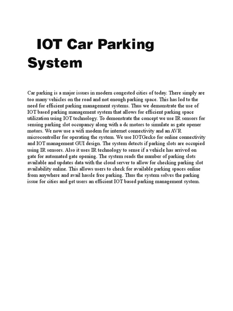 IOT Car Parking System | PDF | Computers
