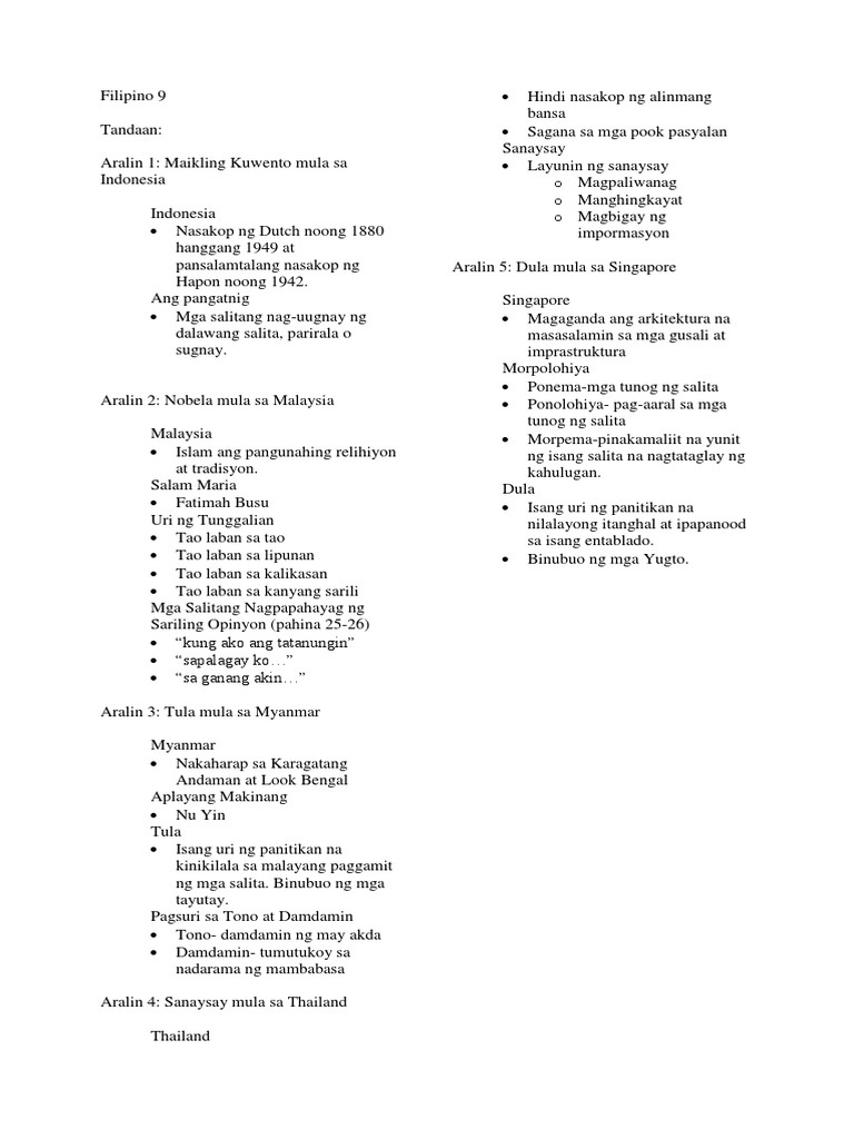 Filipino Reviewer | PDF