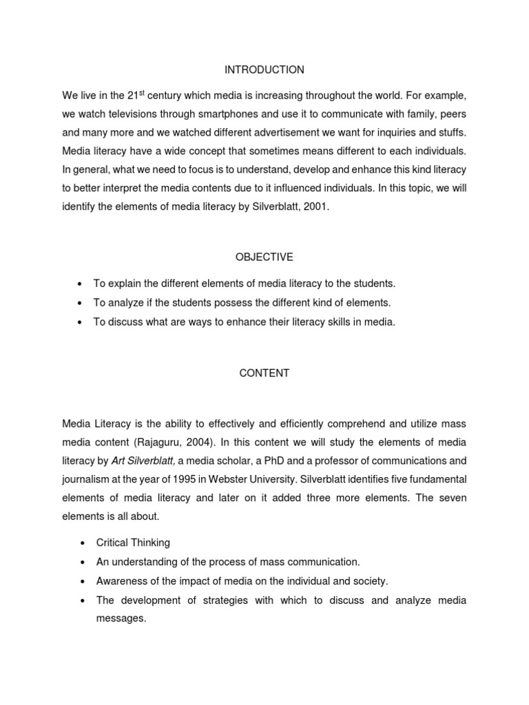 Elements of Media Literacy | PDF | Mass Media | Literacy