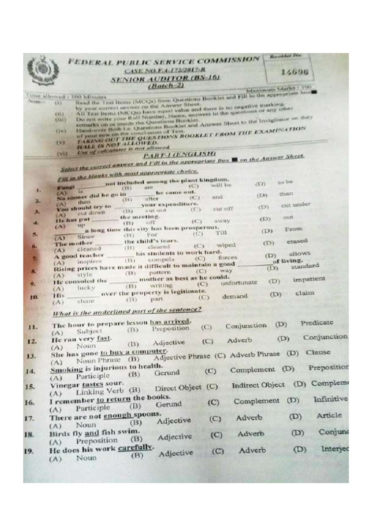Past FPSC Mcqs | PDF