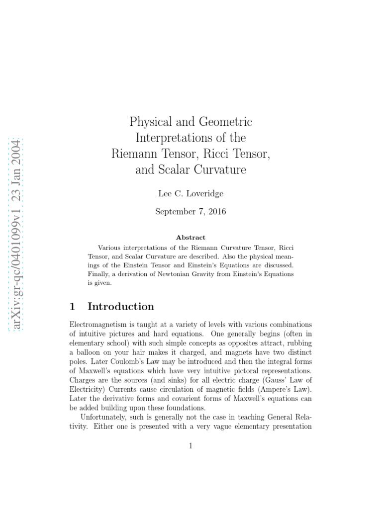 An Intuitive Explanation of Curvature Tensors in General Relativity ...