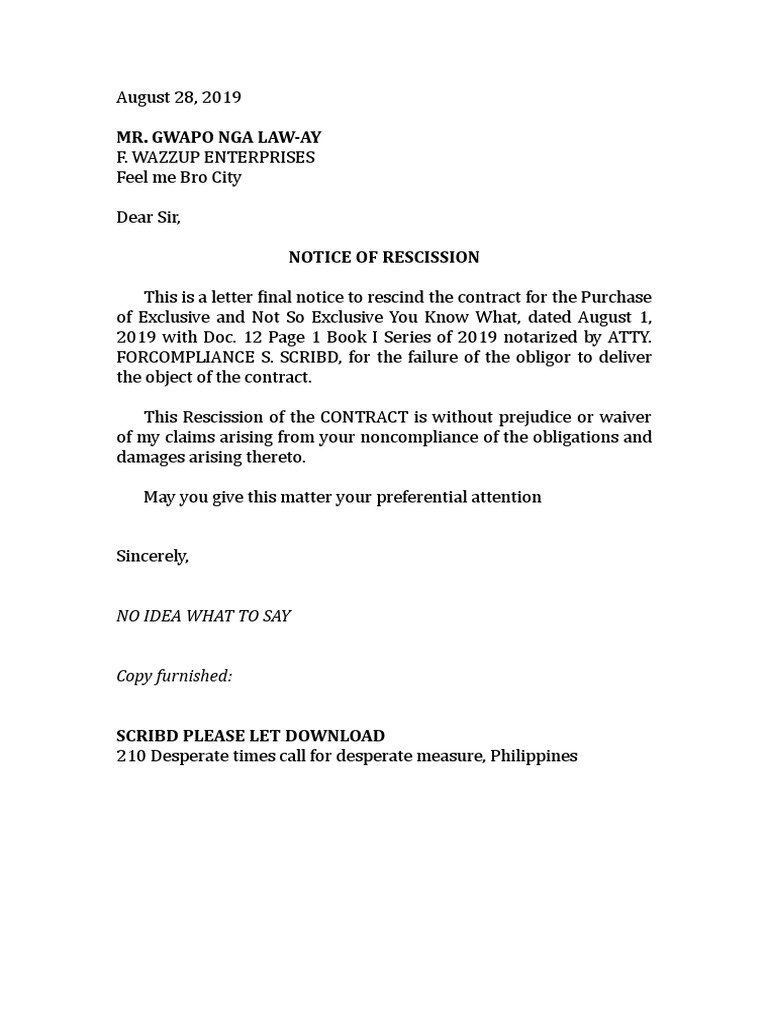 Notice Rescission Final | PDF