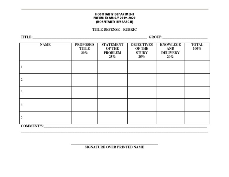 Title Defense Rubric | PDF