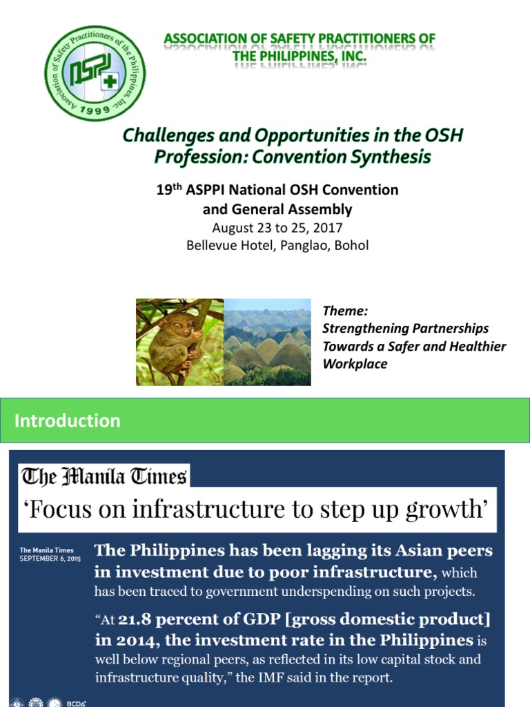 19 ASPPI National OSH Convention and General Assembly: August 23 To 25, 2017 Bellevue Hotel ...