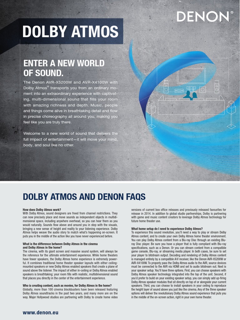 Denon Dolby Atmos Explanation 001 PDF Film And Video Technology