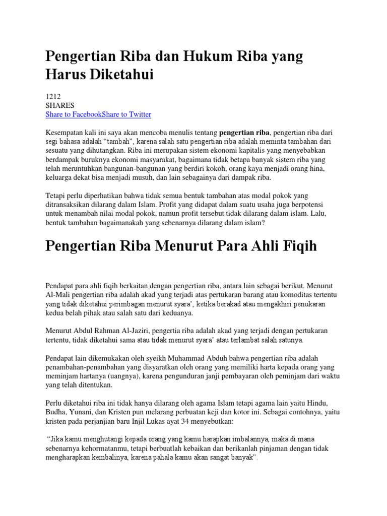Pengertian Riba | PDF