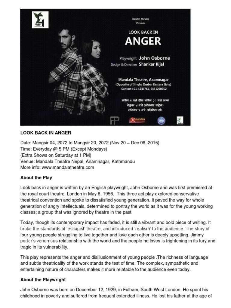 Look Back in Anger | PDF | Theatre | Entertainment (General)